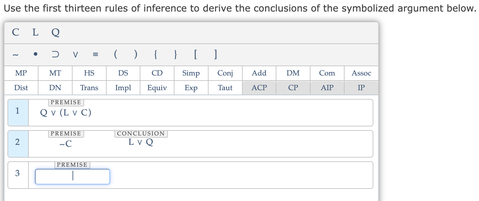 Solved Use the first thirteen rules of inference to derive | Chegg.com