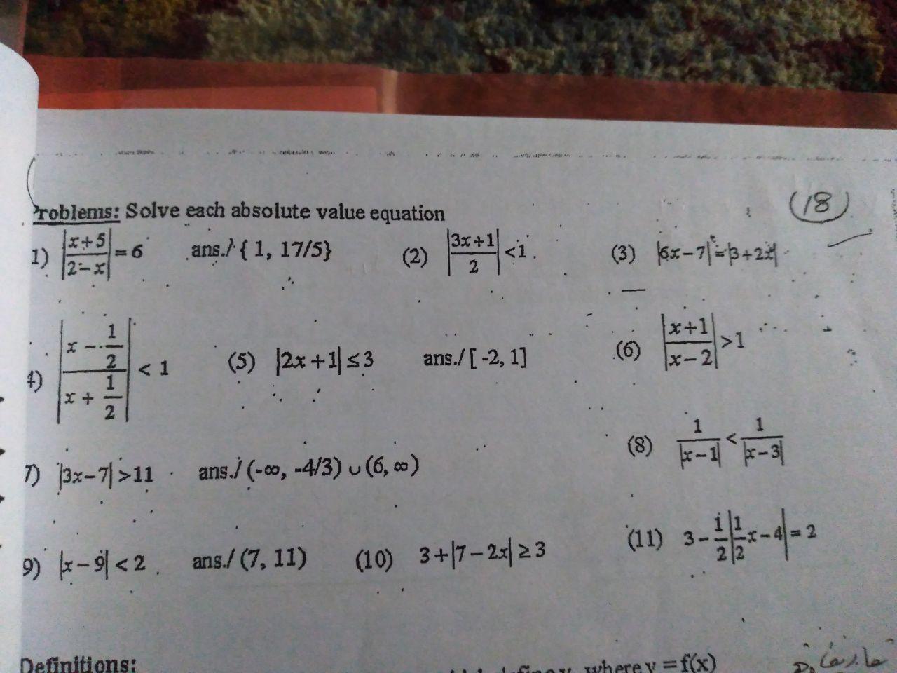 Solved (18) roblems: Solve each absolute value equation 4+5 | Chegg.com Solved (18) roblems: Solve each absolute value equation 4+5 | Chegg.com