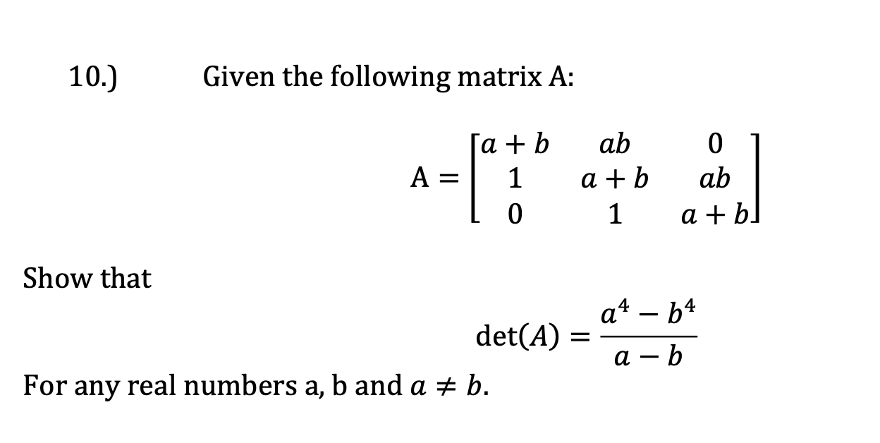Solved 10.) Given the following matrix A: | Chegg.com