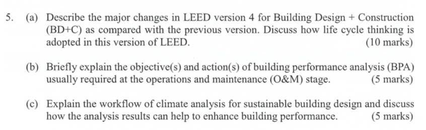 Solved 5. (a) Describe the major changes in LEED version 4 | Chegg.com
