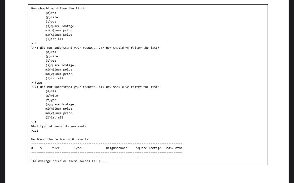 Assignment Week 11: House Listings Application In | Chegg.com