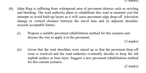 Solved (b) Jalan Raja is suffering from widespread area of | Chegg.com