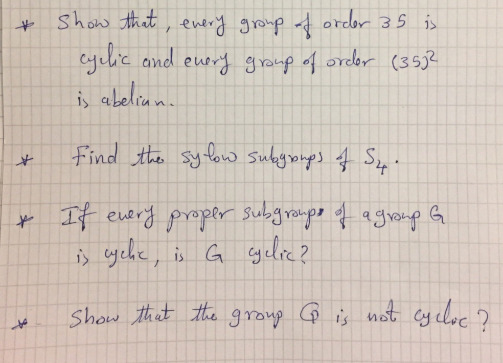 Solved & show that every group of order 35 is cyclic and | Chegg.com