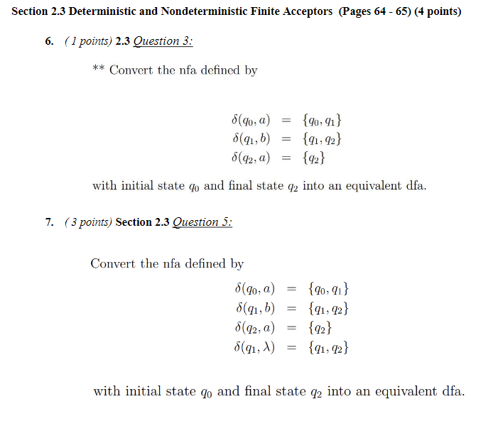 Solved Tion 2 3 Deterministic And Nondeterministic Finite