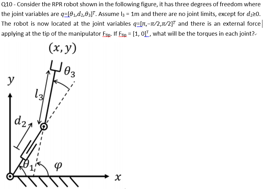 Q10 - Consider the RPR robot shown in the following | Chegg.com