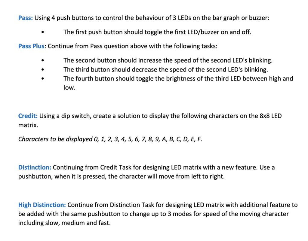 Solved Pass: Using 4 push buttons to control the behaviour | Chegg.com