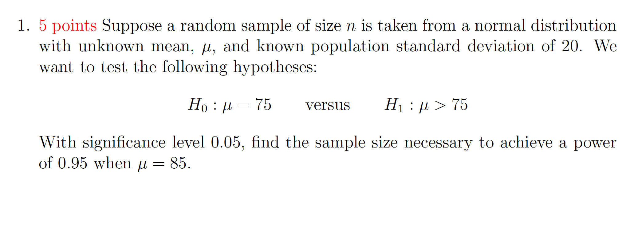 5 points Suppose a random sample of size n is taken | Chegg.com