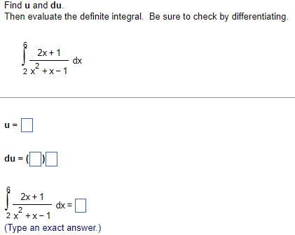 Find u and du. Then evaluate the definite integral. | Chegg.com