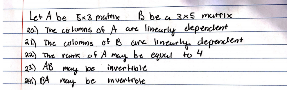 Solved Let A be 5x3 matrix B be a 3x8 matrix 20.) The | Chegg.com