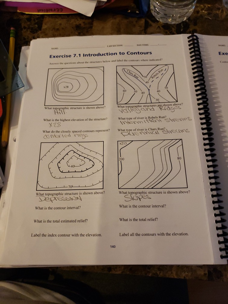 Solved Name Lab 7, Part 1 Beginning Contours Use pages 127 | Chegg.com