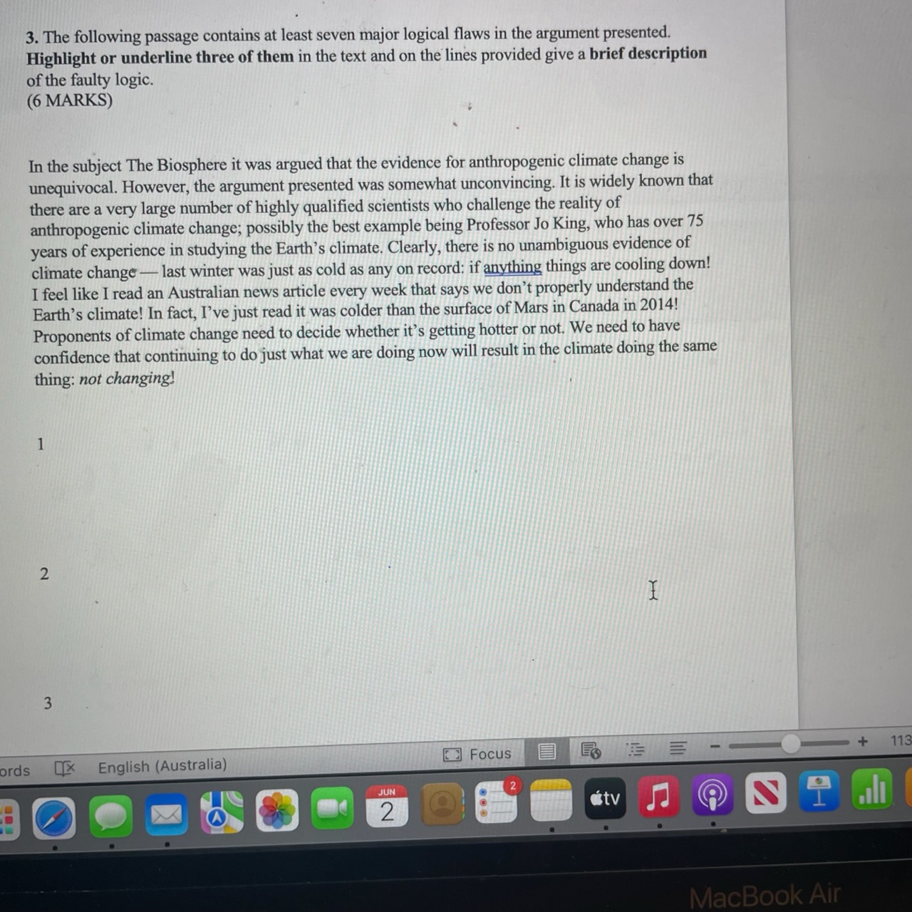 Solved 3. The following passage contains at least seven | Chegg.com