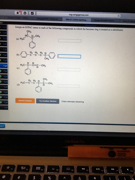Solved Assign an IUPAC name to each of the following | Chegg.com