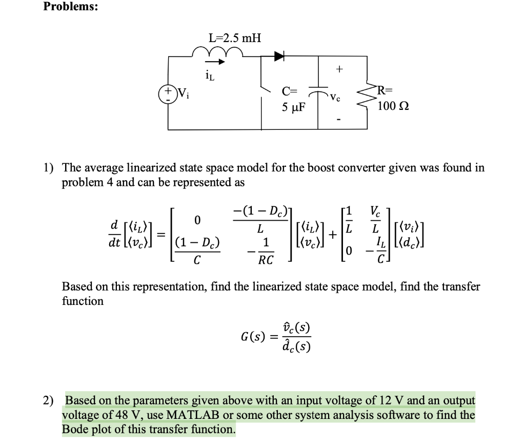 Solved Problems 1 The Average Linearized State Space Model