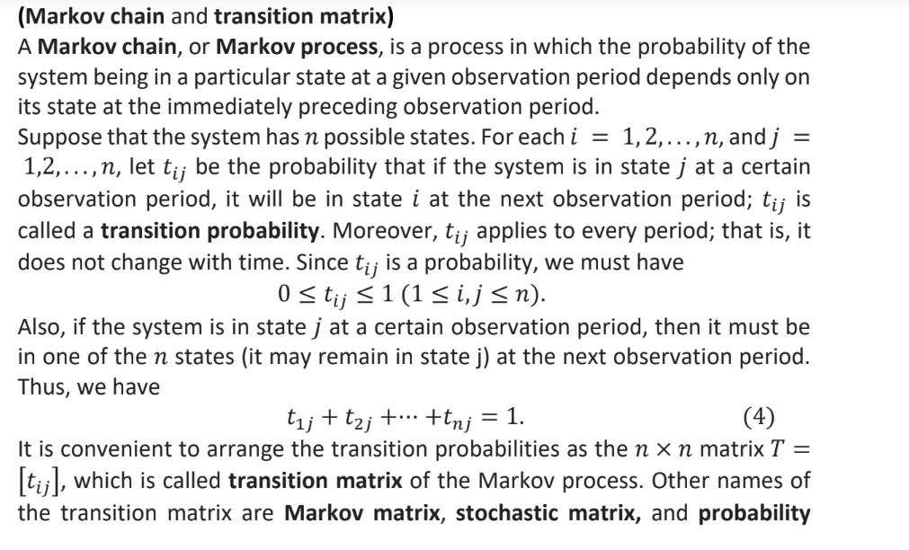 Solved (Markov chain and transition matrix) A Markov chain, | Chegg.com