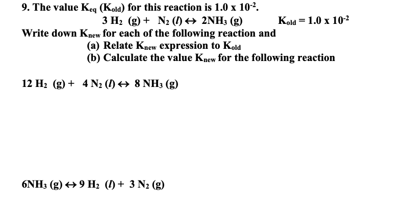 Solved The value Keq (Kold) for this reaction is 1.0 x 10 . | Chegg.com
