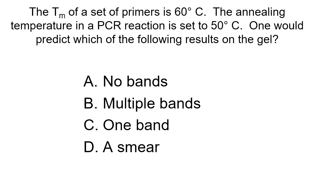 Solved The Tm of a set of primers is 60∘C. The annealing | Chegg.com