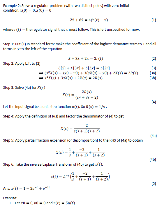 Solved Example 2: Solve a regulator problem (with two | Chegg.com
