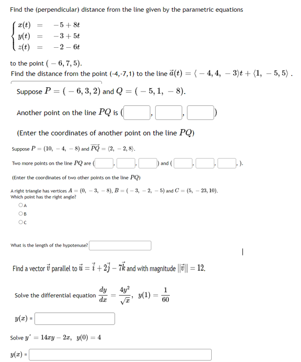 Solved Find the (perpendicular) distance from the line given | Chegg.com