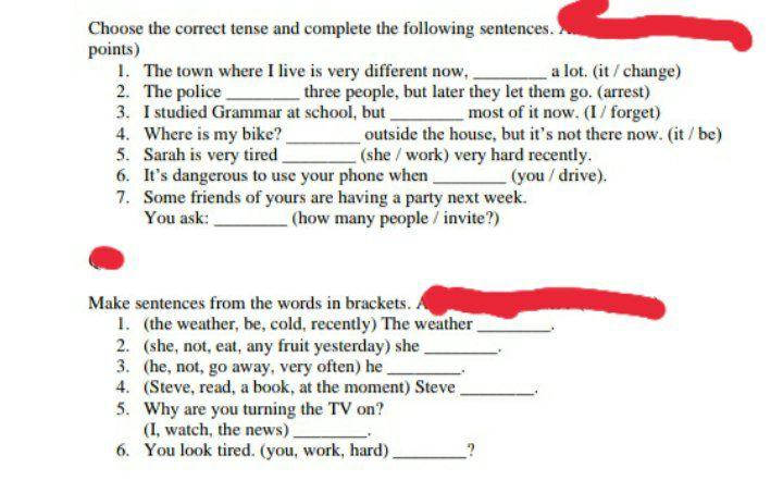 Solved Choose the correct tense and complete the following | Chegg.com