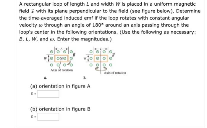 Solved A rectangular loop of length L and width W is placed | Chegg.com