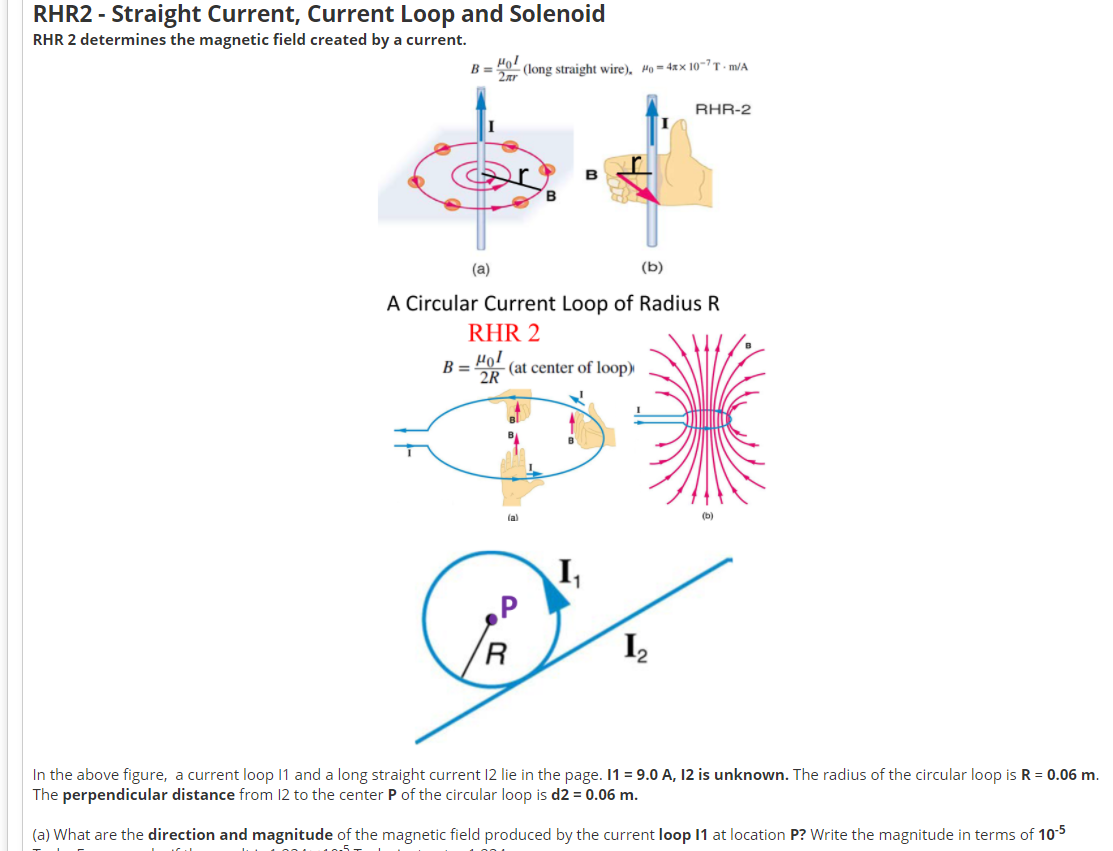 Solved RHR2 - Straight Current, Current Loop and Solenoid | Chegg.com