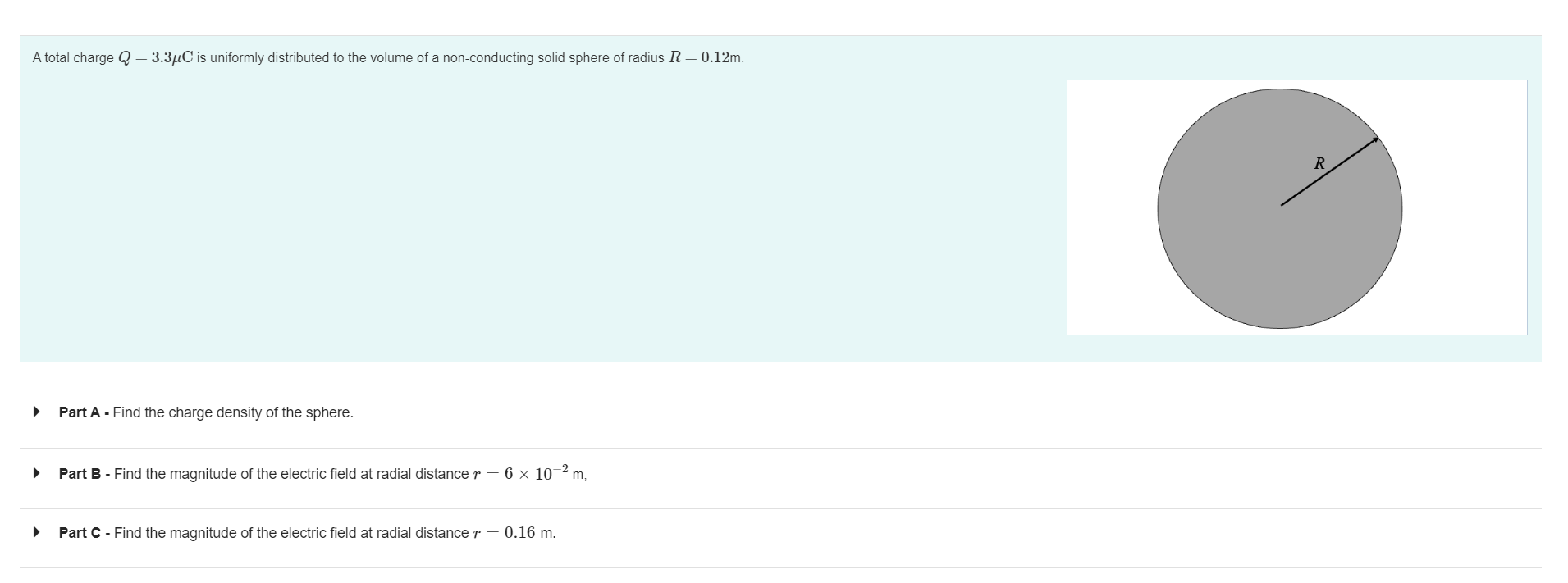 Solved A total charge Q=3.3μC is uniformly distributed to | Chegg.com
