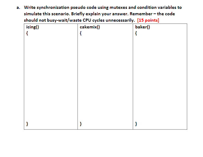 Solved Write Synchronization Pseudo Code Using Mutexes And