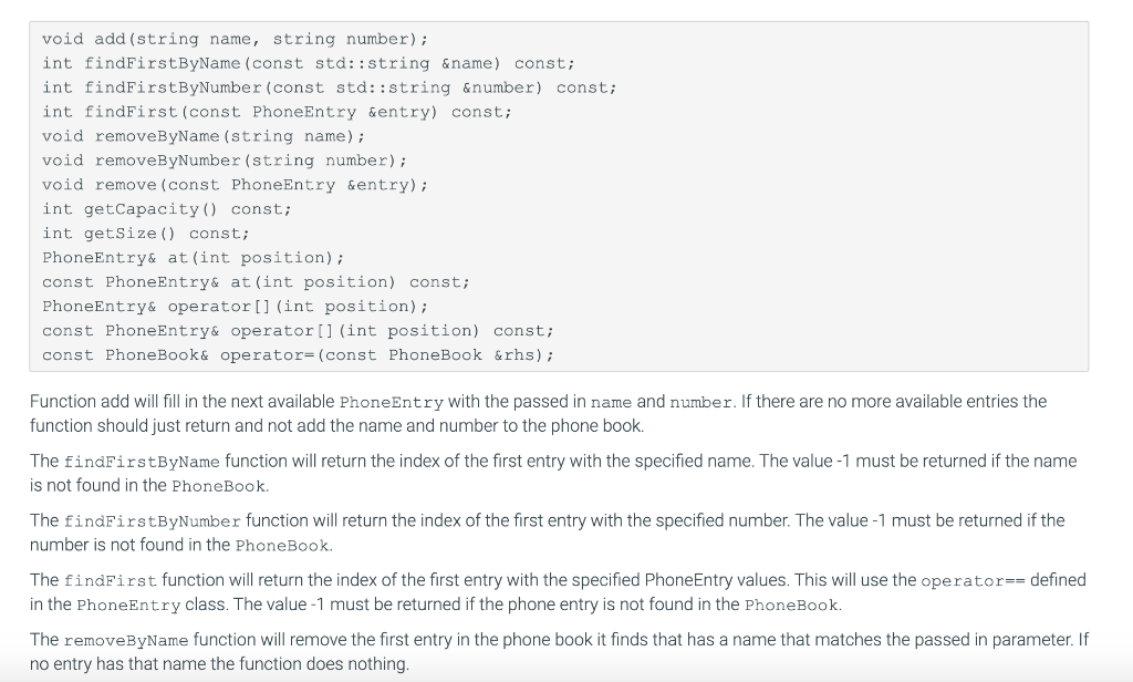 Building the PhoneBook and PhoneEntry classes You are | Chegg.com