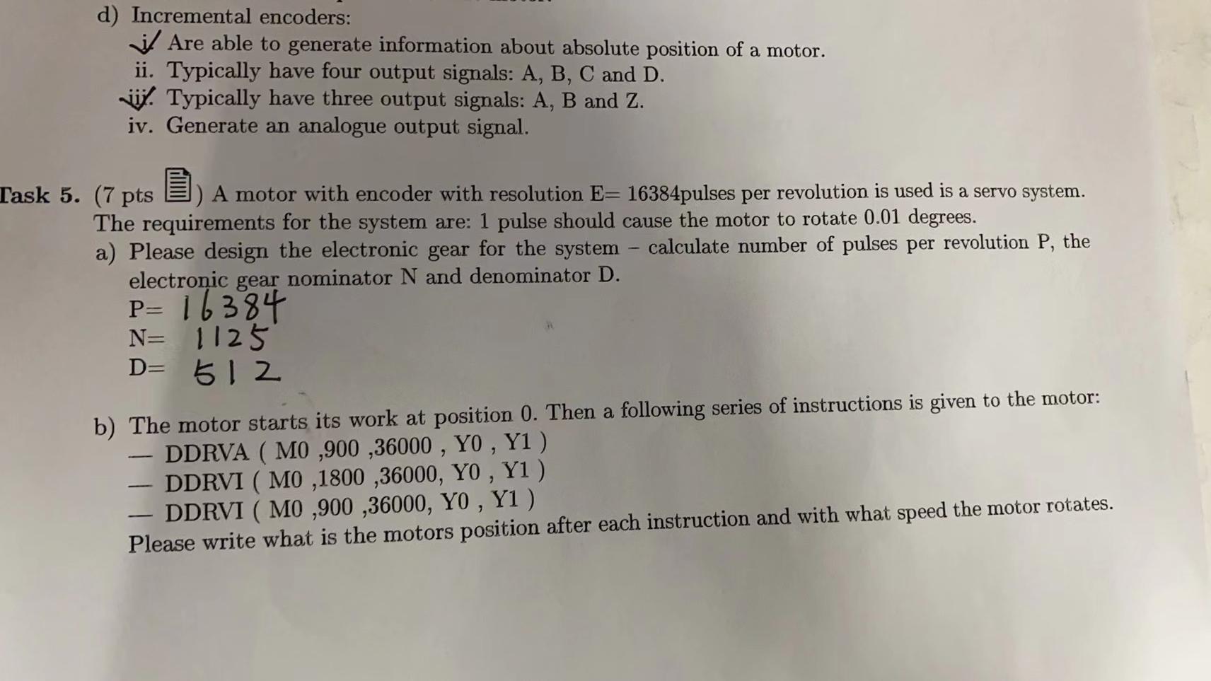 Solved d) Incremental encoders: Are able to generate | Chegg.com