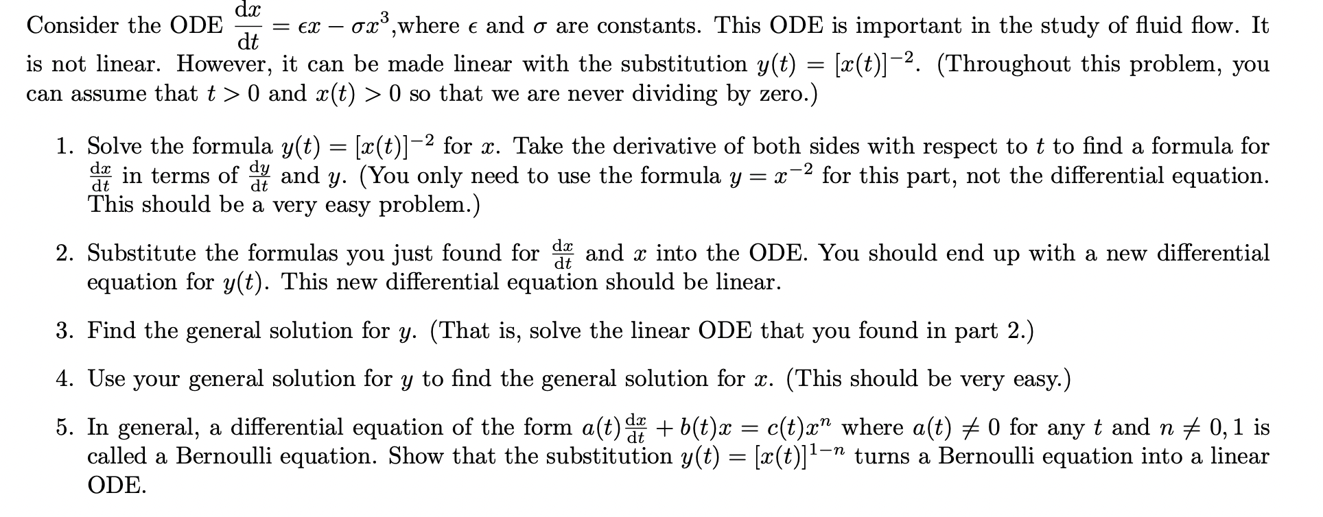 Solved dx Consider the ODE = Ex- ox³, where € and ♂ are | Chegg.com