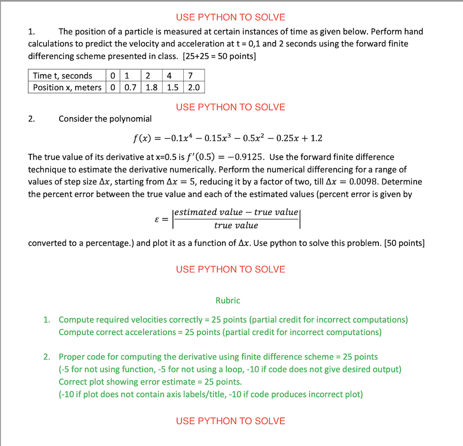 Solved 1. The position of a particle is measured at certain | Chegg.com
