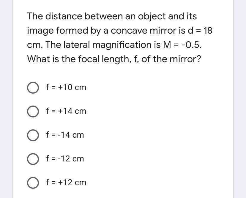 Solved The distance between an object and its image formed | Chegg.com