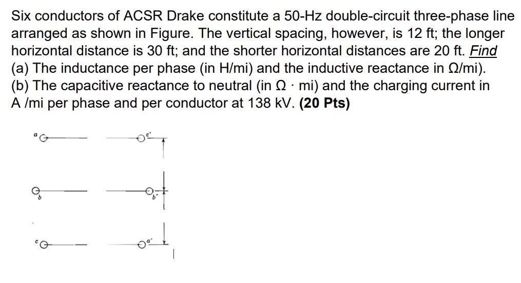 Solved Six conductors of ACSR Drake constitute a 50-Hz | Chegg.com