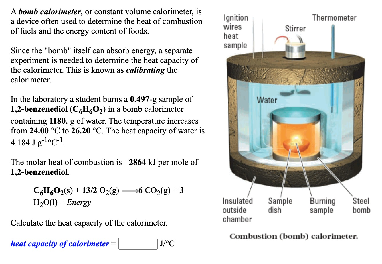 Solved Thermometer A bomb calorimeter, or constant volume | Chegg.com