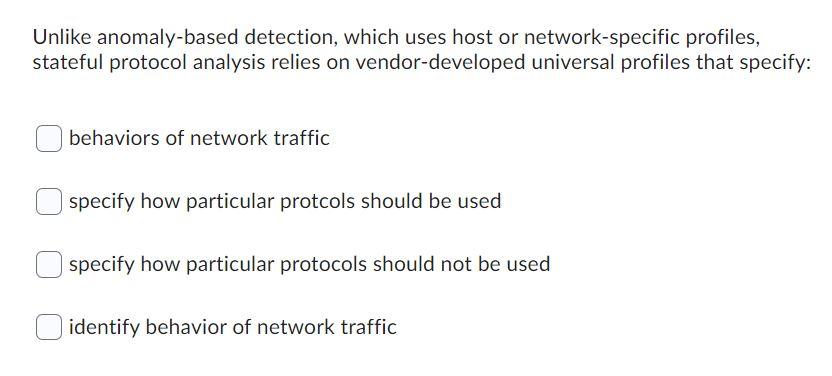 Solved Unlike anomaly-based detection, which uses host or | Chegg.com