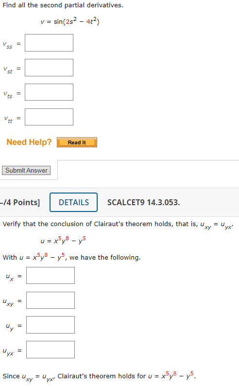 Solved Find all the second partial derivatives. | Chegg.com