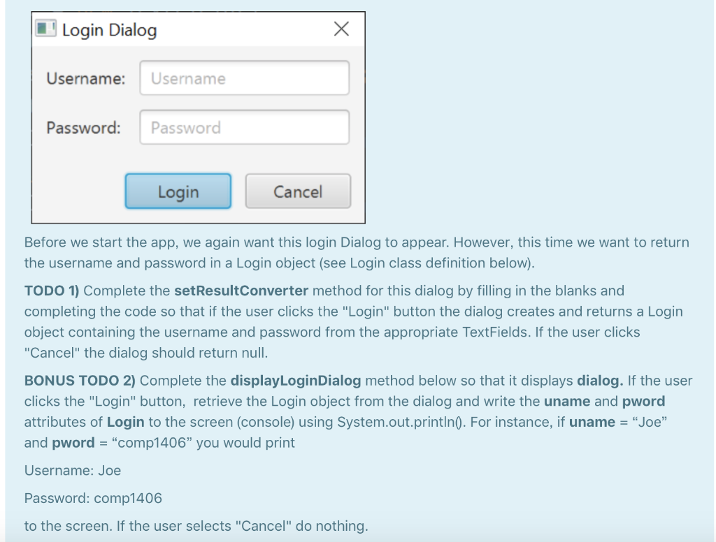 Solved Login Dialog Username: Username Password: Password | Chegg.com