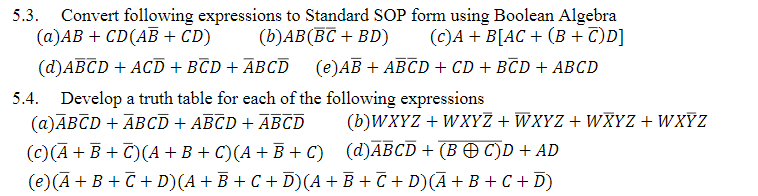 Solved 53 Convert Following Expressions To Standard Sop 1374