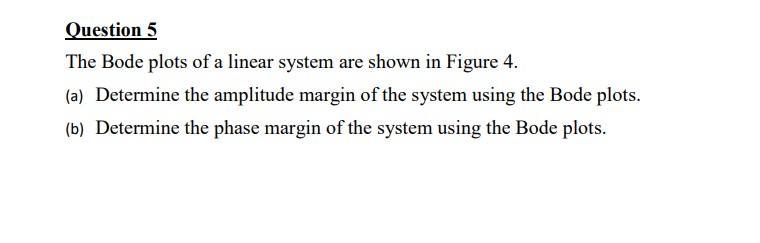 Solved Question 5 The Bode plots of a linear system are | Chegg.com