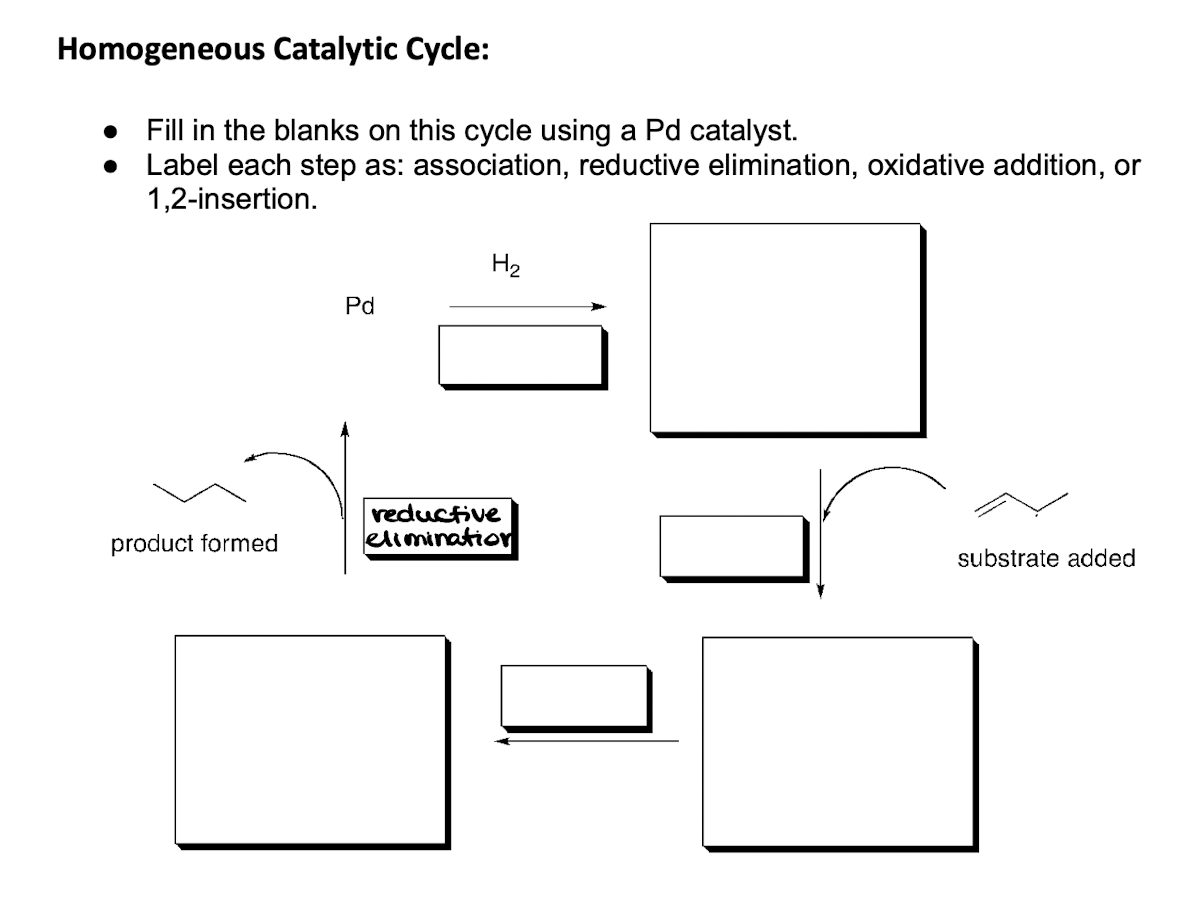 Solved Homogeneous Catalytic Cycle: - Fill in the blanks on | Chegg.com