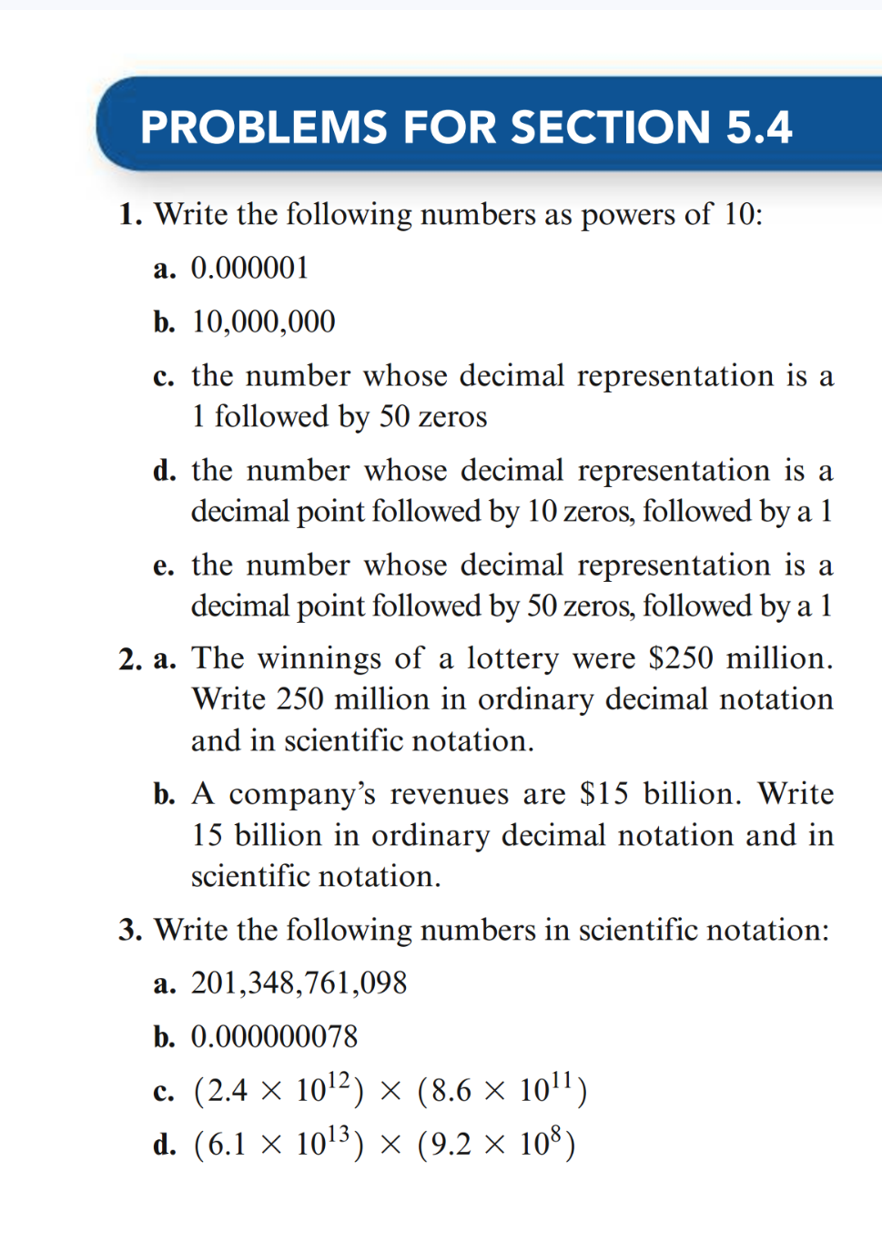 Solved Write the following numbers as ﻿powers of 10 | Chegg.com