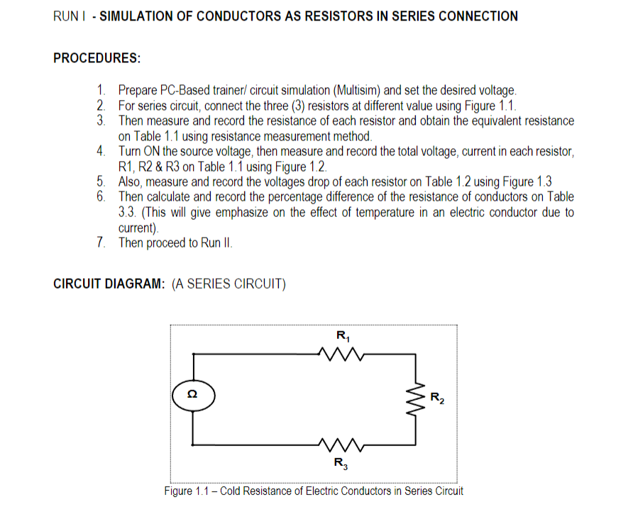 Solved RUN I - SIMULATION OF CONDUCTORS AS RESISTORS IN | Chegg.com