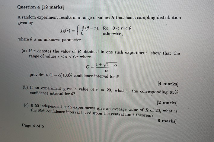 Solved Question 4 (12 marks] A random experiment results in | Chegg.com