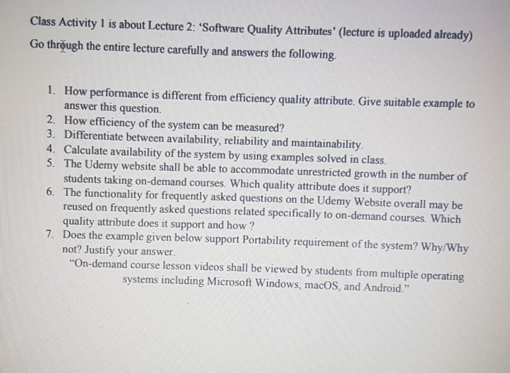 Solved Class Activity 1 is about Lecture 2: "Software | Chegg.com