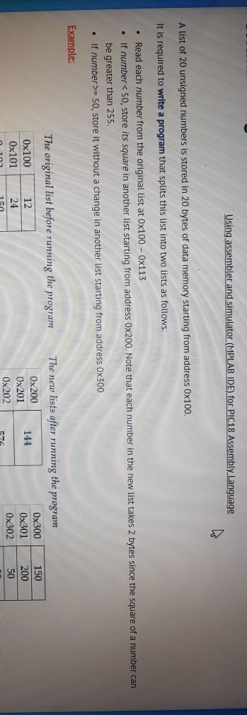 Solved Using assembler and simulator (MPLAB IDE) for PIC18 | Chegg.com