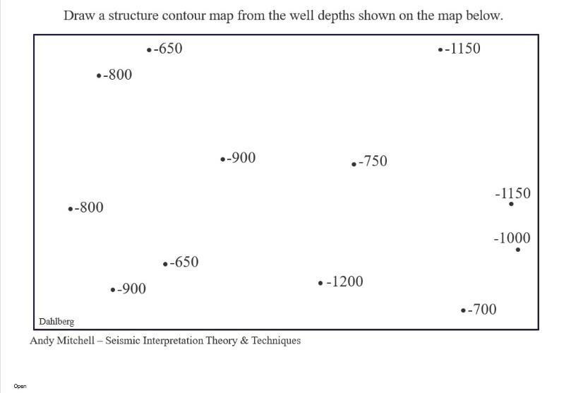 Solved Draw a structure contour map from the well depths | Chegg.com