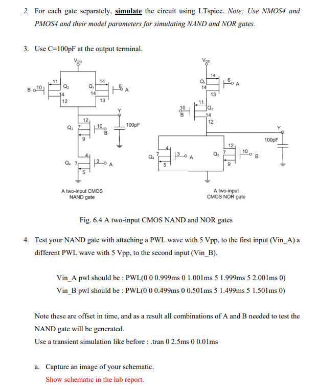 6.3 CMOS characterization of NAND and NOR gates | Chegg.com