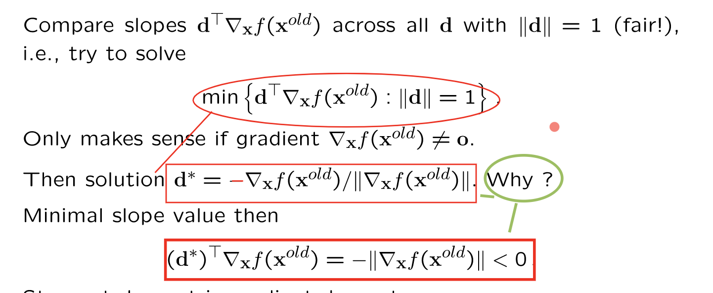 1 =1 Compare slopes dTVxf(xold) across all d with | Chegg.com