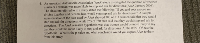 Solved An American Automobile Association (AAA) study | Chegg.com