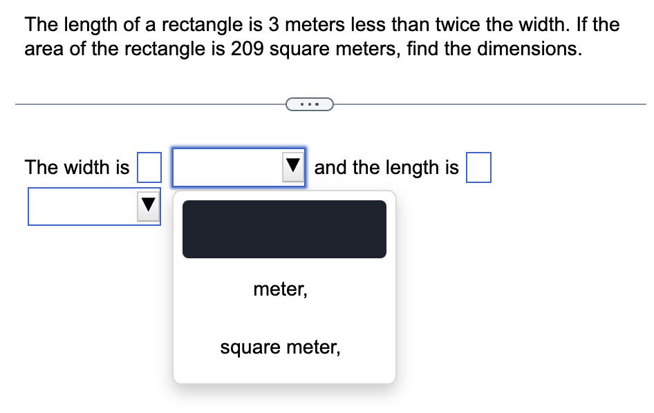 Solved The length of a rectangle is 3 meters less than twice | Chegg.com